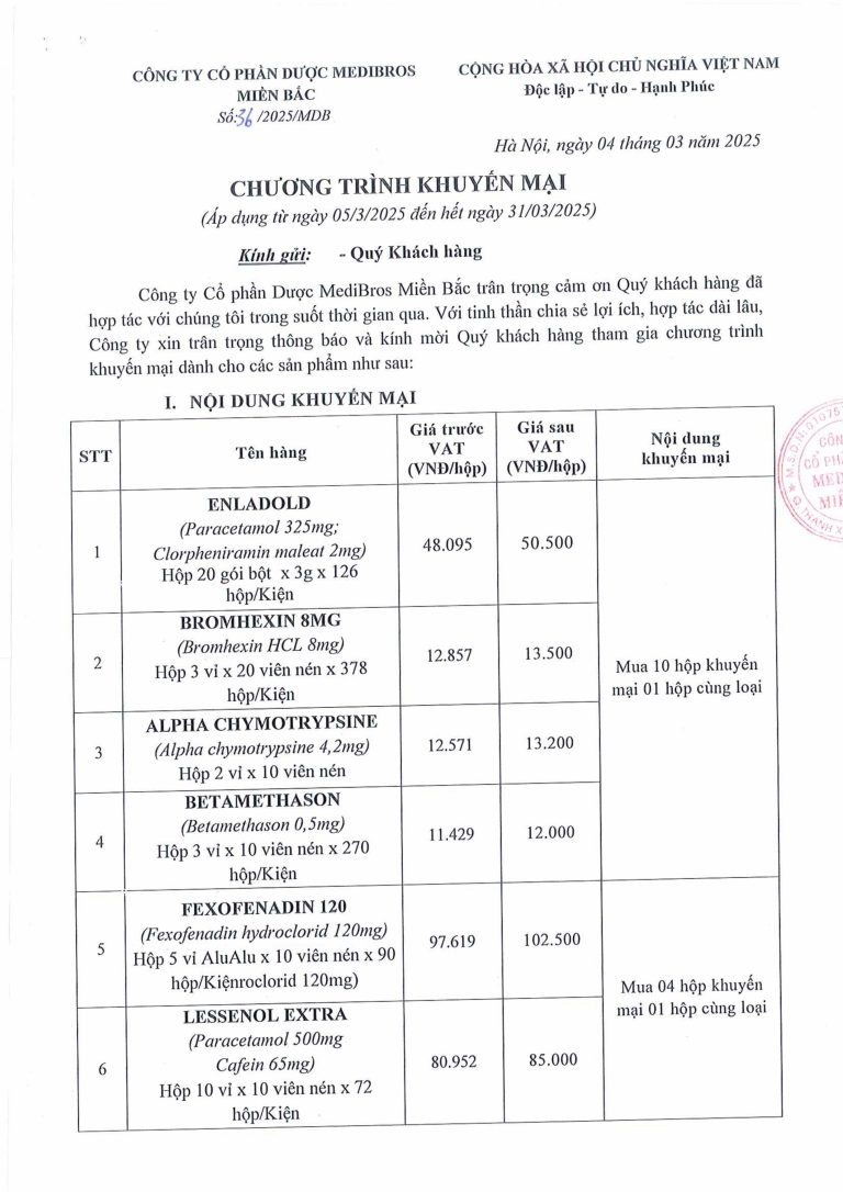Chương trình khuyến mại các mặt hàng Enlie số 36/2025/MDB - MediBros
